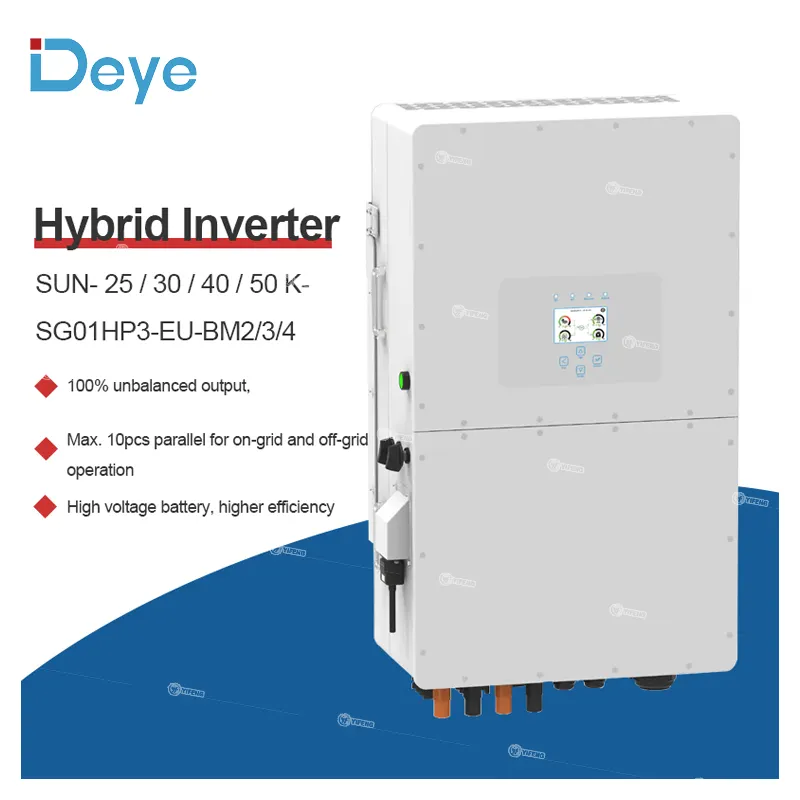 Wholesale Deye SUN-40K-SG01HP3 -EU-BM4 SUN-50K-SG01HP3 -EU-BM4 40kw 50kw Three Phase Hybrid ...